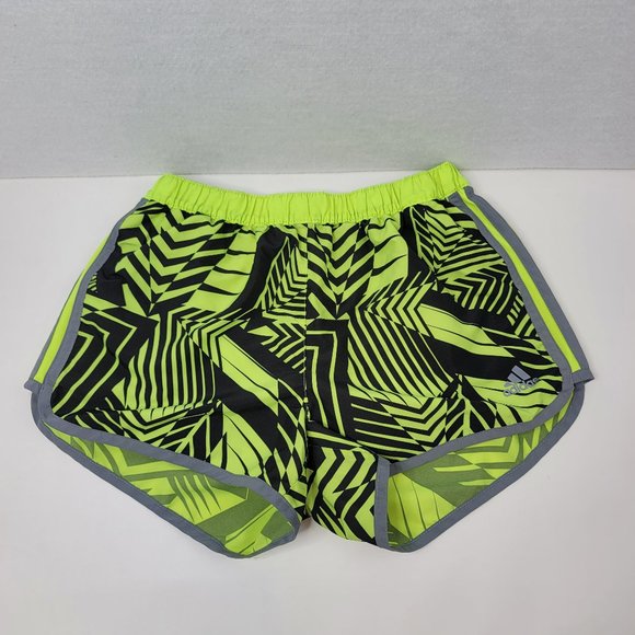adidas | Shorts | Adidas Neon Yellow Black Running Shorts Womens Size ...
